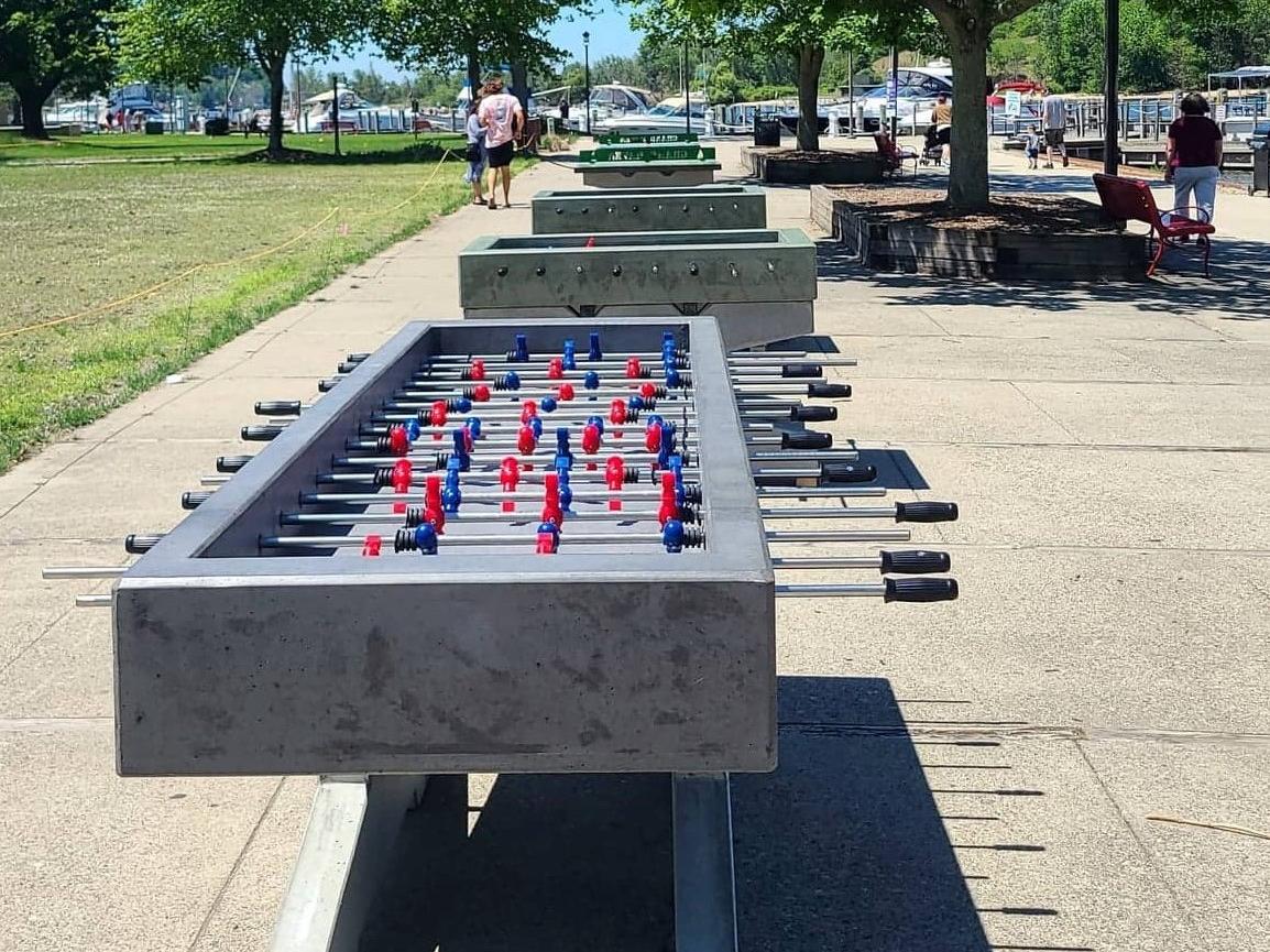 Stone Age Concrete Outdoor Double Foosball Table – Omaha Sports & Games