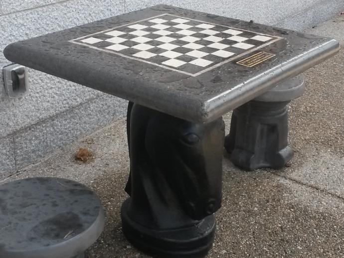 Stone Age Knight Style Concrete Outdoor Chess Table – Omaha Sports & Games